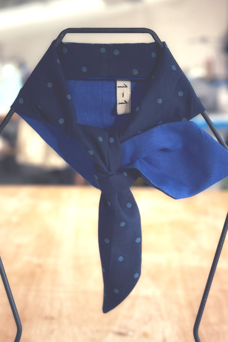 Blue Dot Linen - Bright Blue Contrast Scarf unisex Bandana – REW